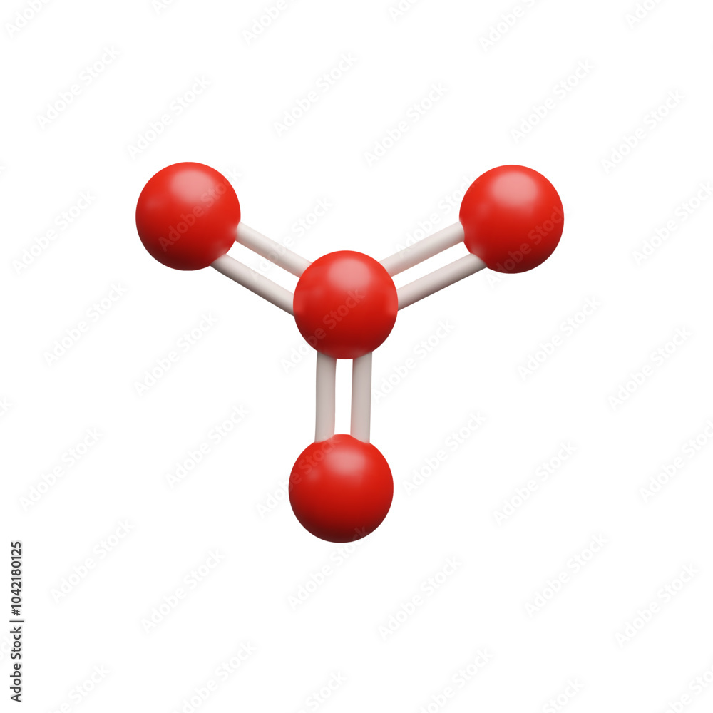 3D atom structure of red molecule, vector render structural chemical ...