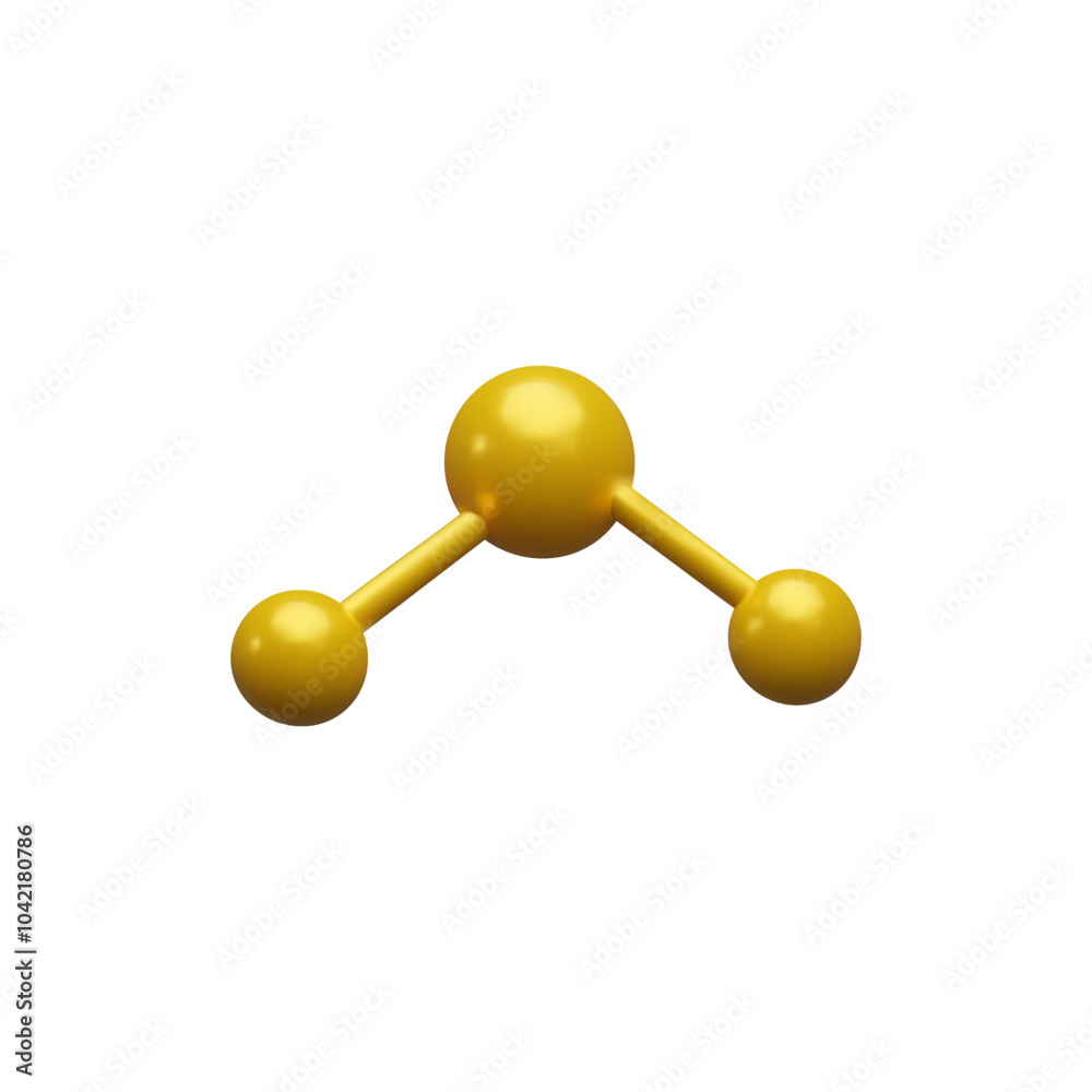 3D atom structure of yellow molecule, vector render structural chemical ...