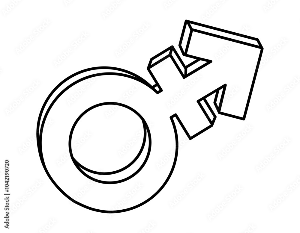 Hand drawn cute outline illustration of androgyne sign. Flat vector ...