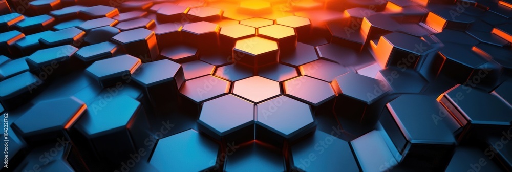 Hexagons are layered in a striking geometric pattern, gradually ...