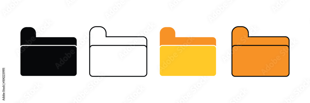 File Folder icon vector set. Desktop black and yellow folder icon ...