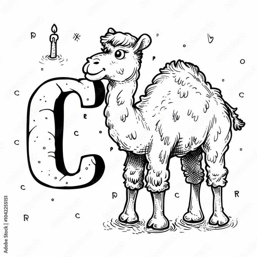 Cute Camel Alphabet Letter C ,children education abc book page with ...