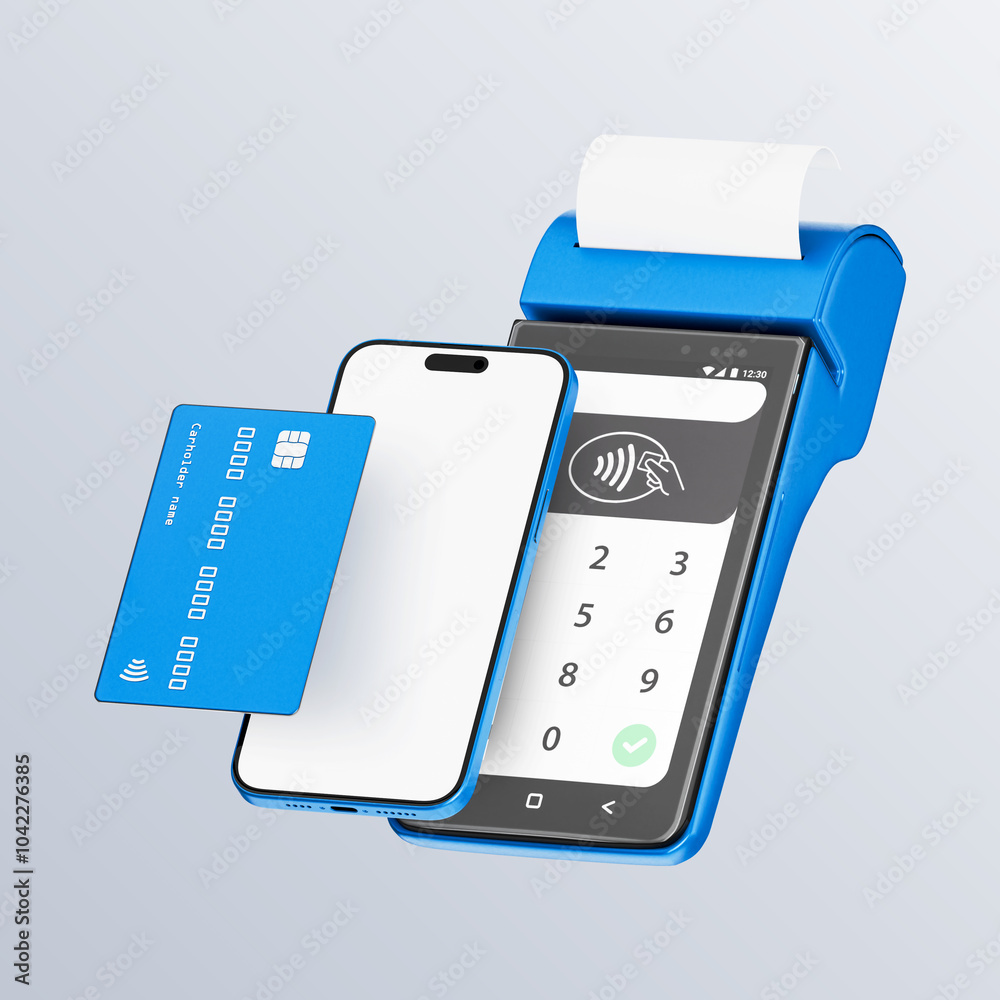 Contactless payment by credit card and mobile phone banking empty ...