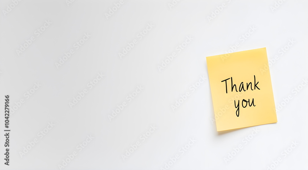A yellow sticky note with the words "Thank You" written on it in black ...