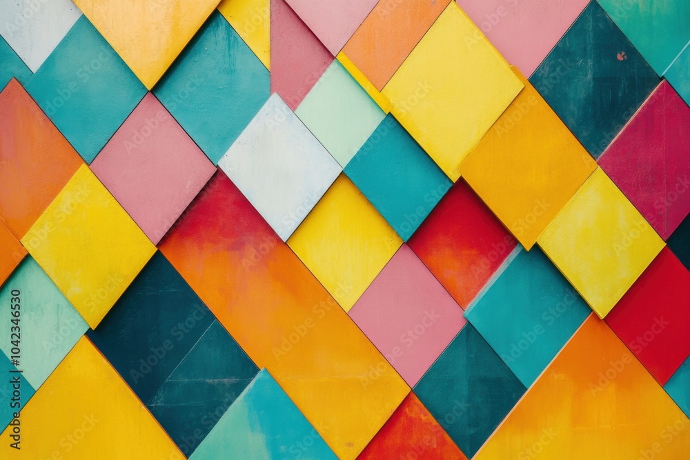 Brightly colored triangular patterns create an eye-catching geometric ...