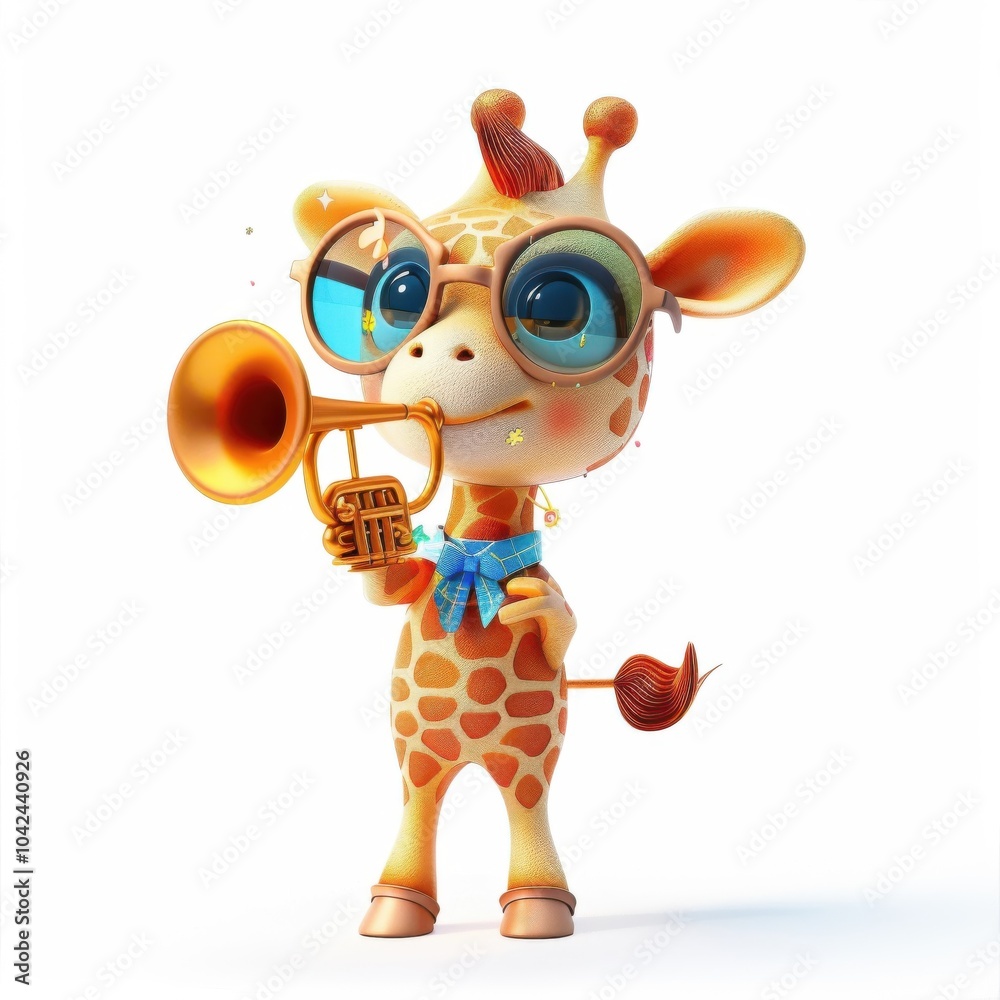 Giraffe , playing a trumpet, adds a humorous and musical twist to its ...