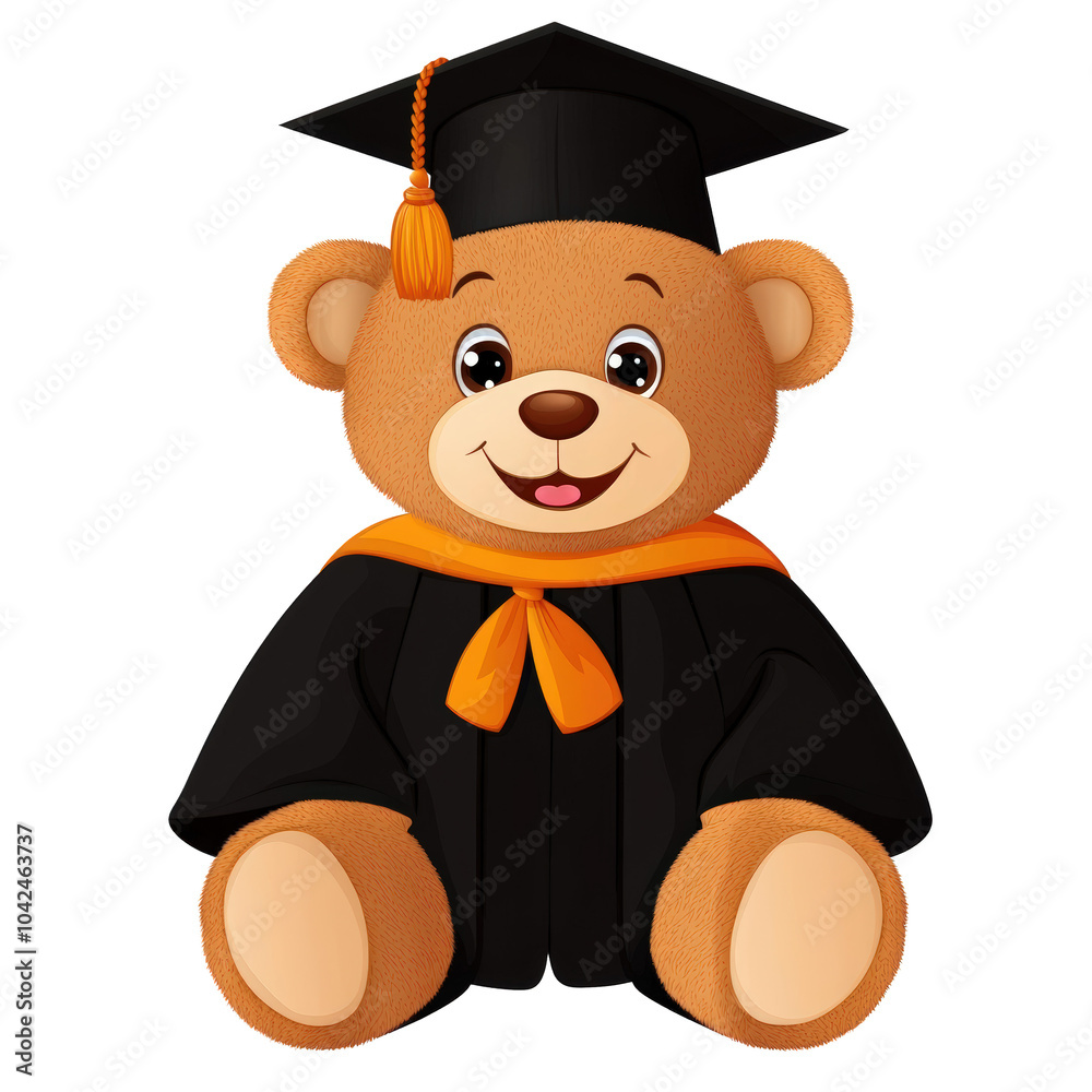Cute graduation bear wearing cap and gown, symbolizing achievement and ...