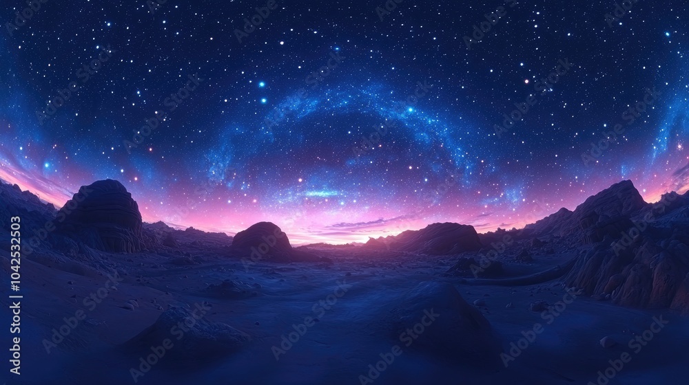 360 degree space background with stars panorama in 3D cartoon rendering ...