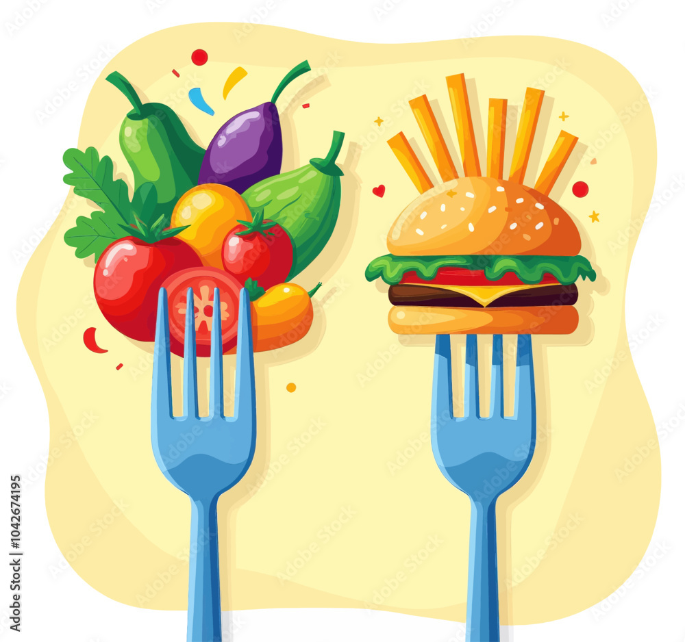 Healthy vs Unhealthy Food Choices Stock Vector | Adobe Stock