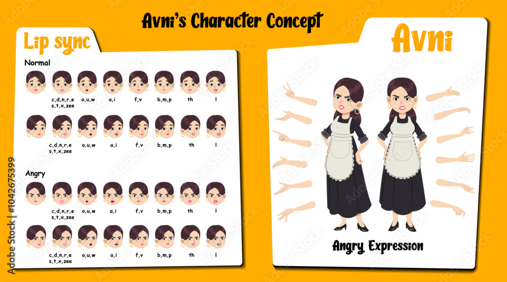 An angry maid cartoon character AKA Avni. Cute maid cartoon vector ...