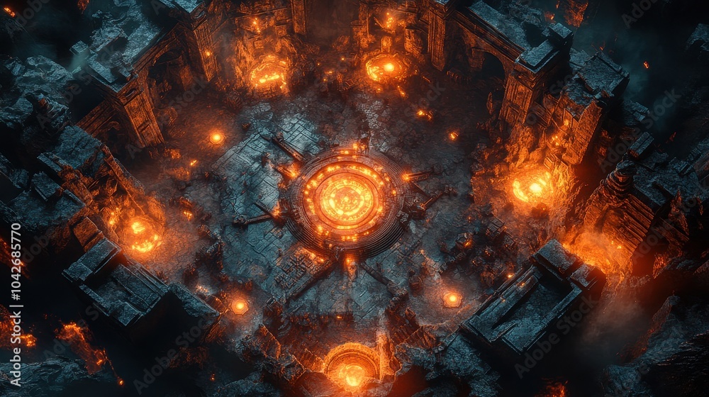Epic DnD Battle Map Enigmatic Underground Temple Adorned with Glowing ...