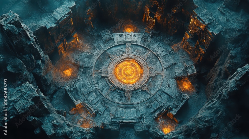 Epic DnD Battle Map of an Underground Temple Illuminated by Mysterious ...