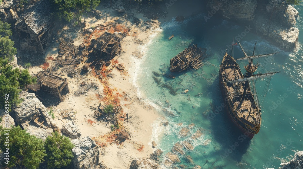 Epic DnD Battle Map Shipwrecked Battlefield on a Rocky Shore with ...