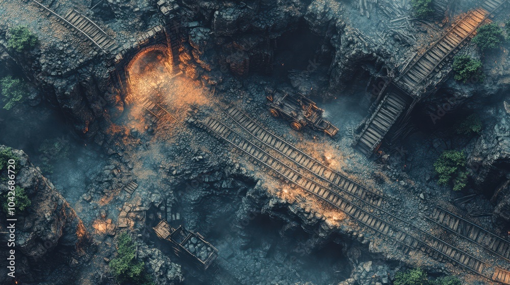 Epic DnD Battle Map Dwarven Mine Battlefield Featuring Rail Tracks for ...