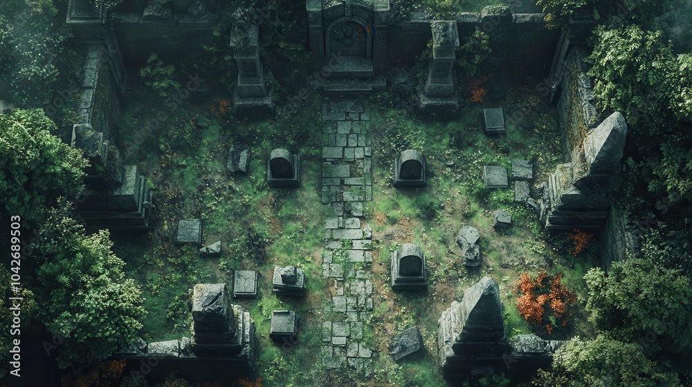 Cursed Graveyard Battle Map for DnD Explore the Crumbling Tombstones ...