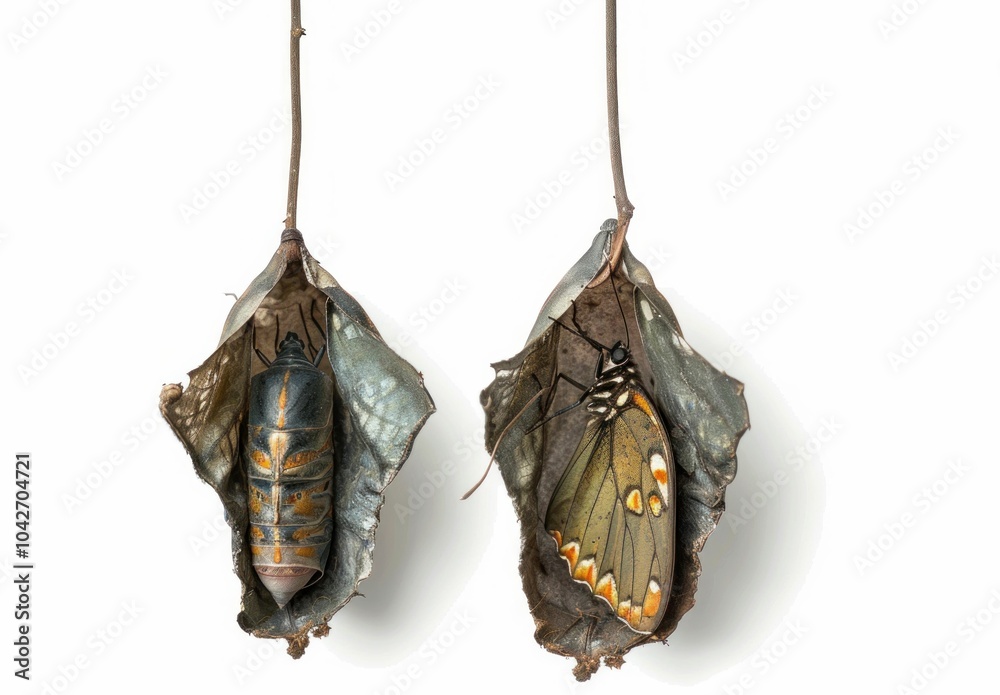 Butterfly chrysalis transformation, nature, metamorphosis process The ...