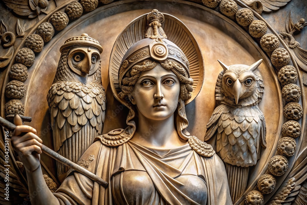 Ancient Greek Relief of Athena: The Olympic Goddess of Wisdom in Rule ...