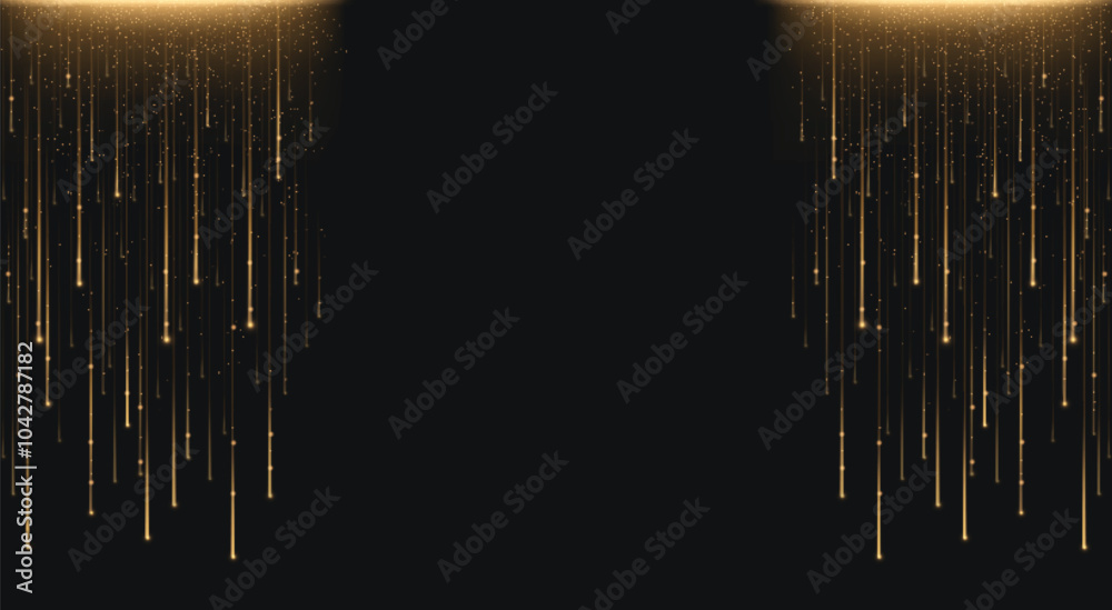 Black luxury background with vertical gold flare light lines with ...