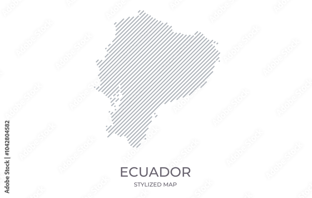 Stylized linear map of Ecuador in minimalistic style. Vector ...