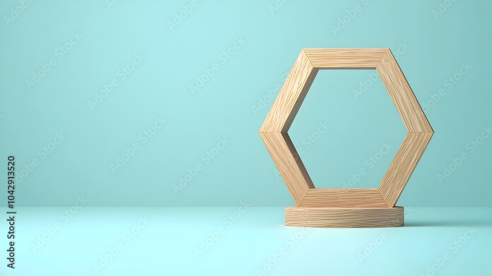 Wooden 3D Hexagon Display Stand with Clean Background for Product ...