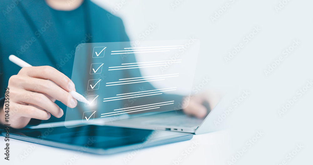 task audit in a list of documents, tick the checkmark in the survey ...