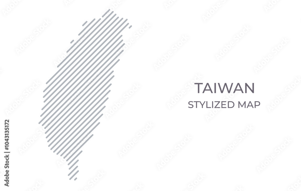 Stylized linear map of Taiwan in minimalistic style. Vector ...