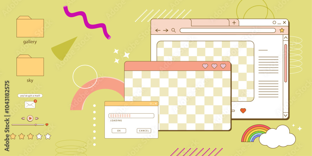 Стоковое векторное изображение «90s retro vaporwave aesthetics digital ...