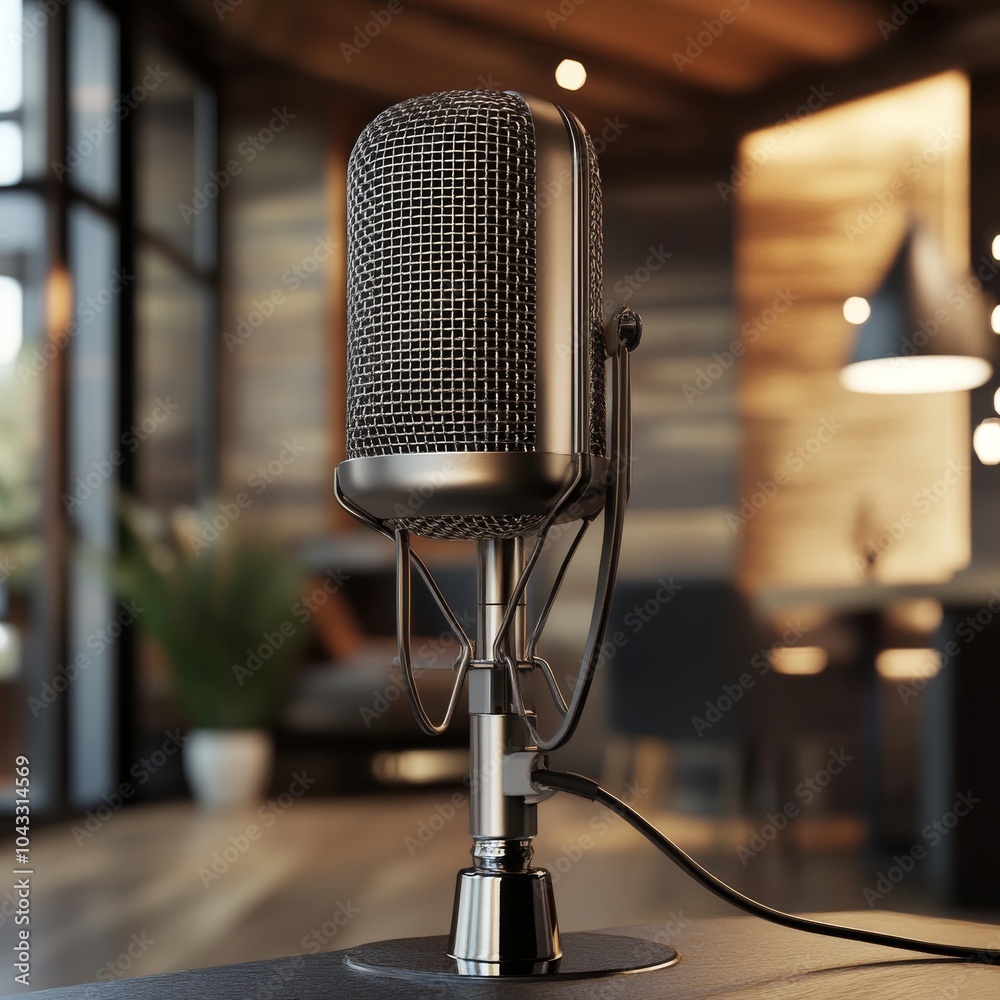 Ilustración de Stock Professional studio microphone in a modern ...