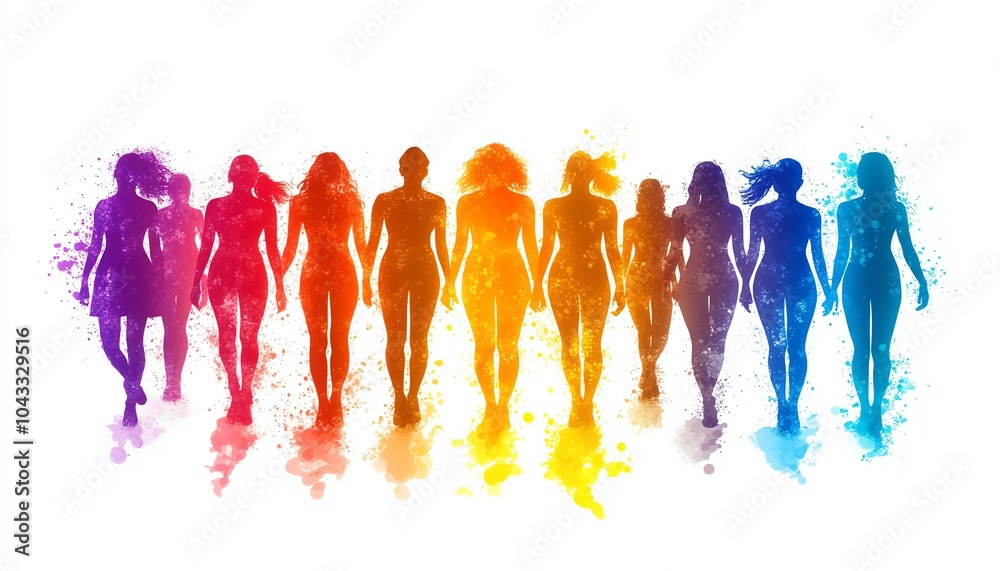 Silhouettes of diverse people standing together, each displaying ...