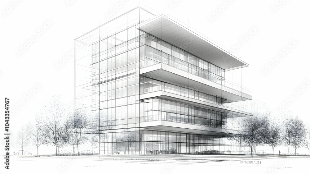 Minimalistic Blueprint Design of a Multi-Story Office Building with ...