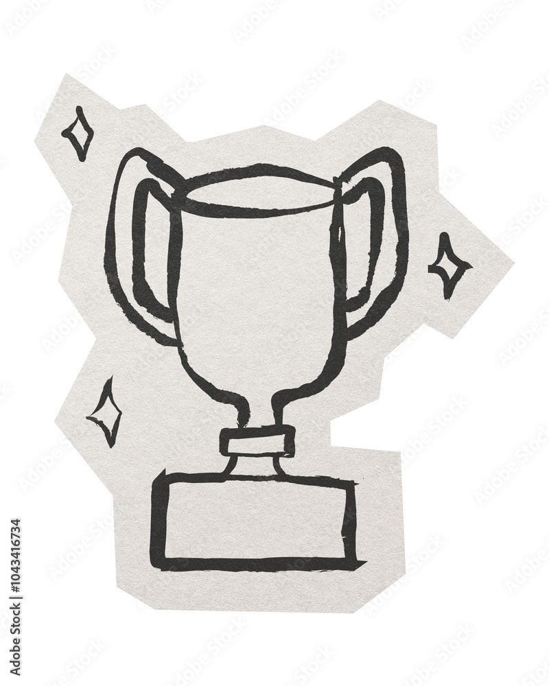 PNG winner trophy sticker white border, transparent background Stock ...