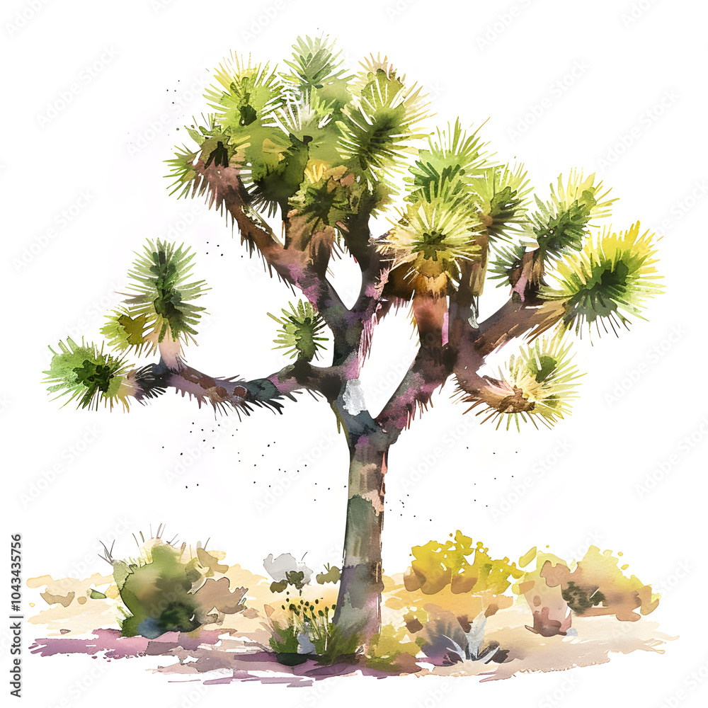 Trees front view, PNG, watercolor style vector tree, Joshua tree ...