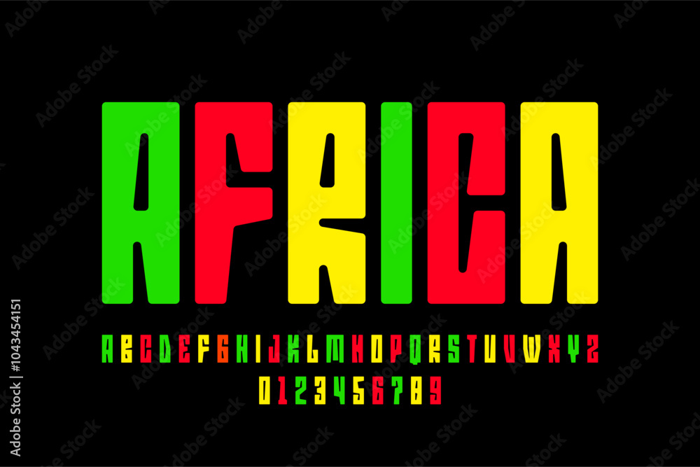 Vetor Africa. African style font design, alphabet letters and numbers ...