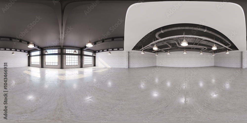 Full spherical hdri panorama 360 degrees of empty exhibition space ...