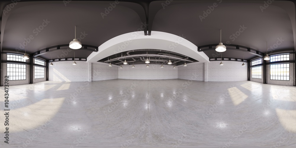 Full spherical hdri panorama 360 degrees of empty exhibition space ...
