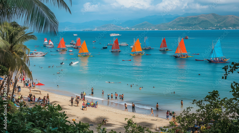 Nha Trang Sea Festival, tropical beach filled with colorful traditional ...