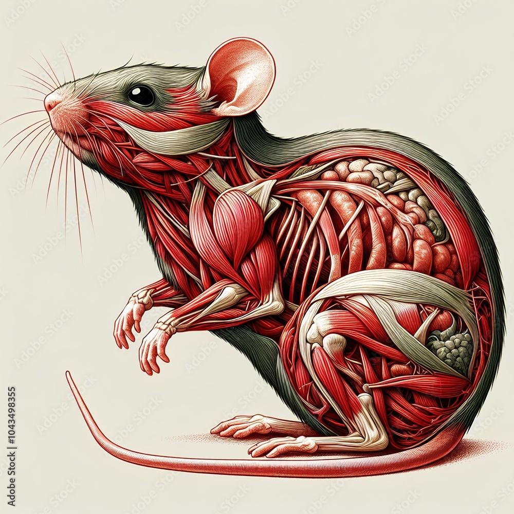anatomical illustration of the mouse, illustration should reveal ...