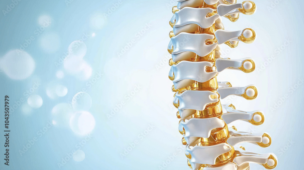 Anatomy of human spine showcasing vertebrae and intervertebral discs, illustrating structure and ...
