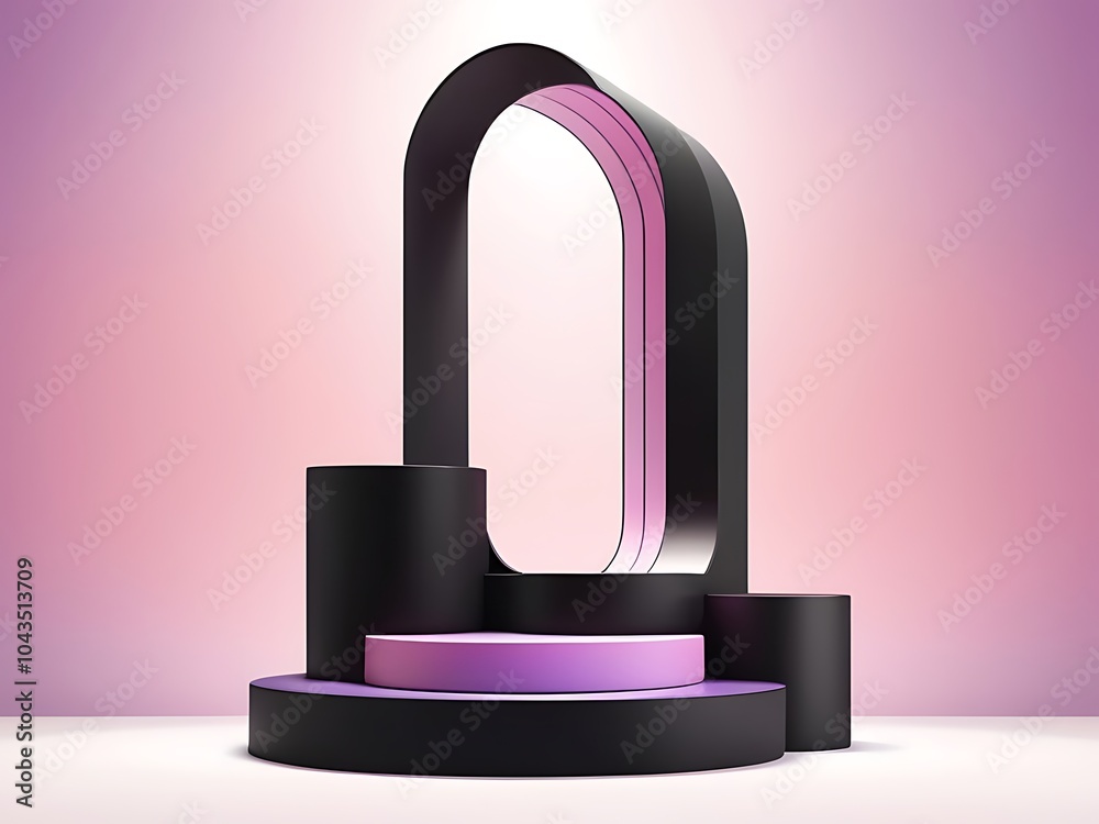 3D luxury background with realistic cylinder pedestal podium. Retro ...