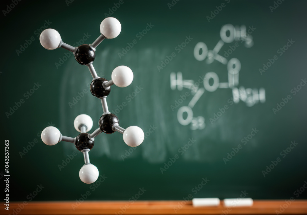 Molecular model of organic compound demonstrating chemical structure in ...