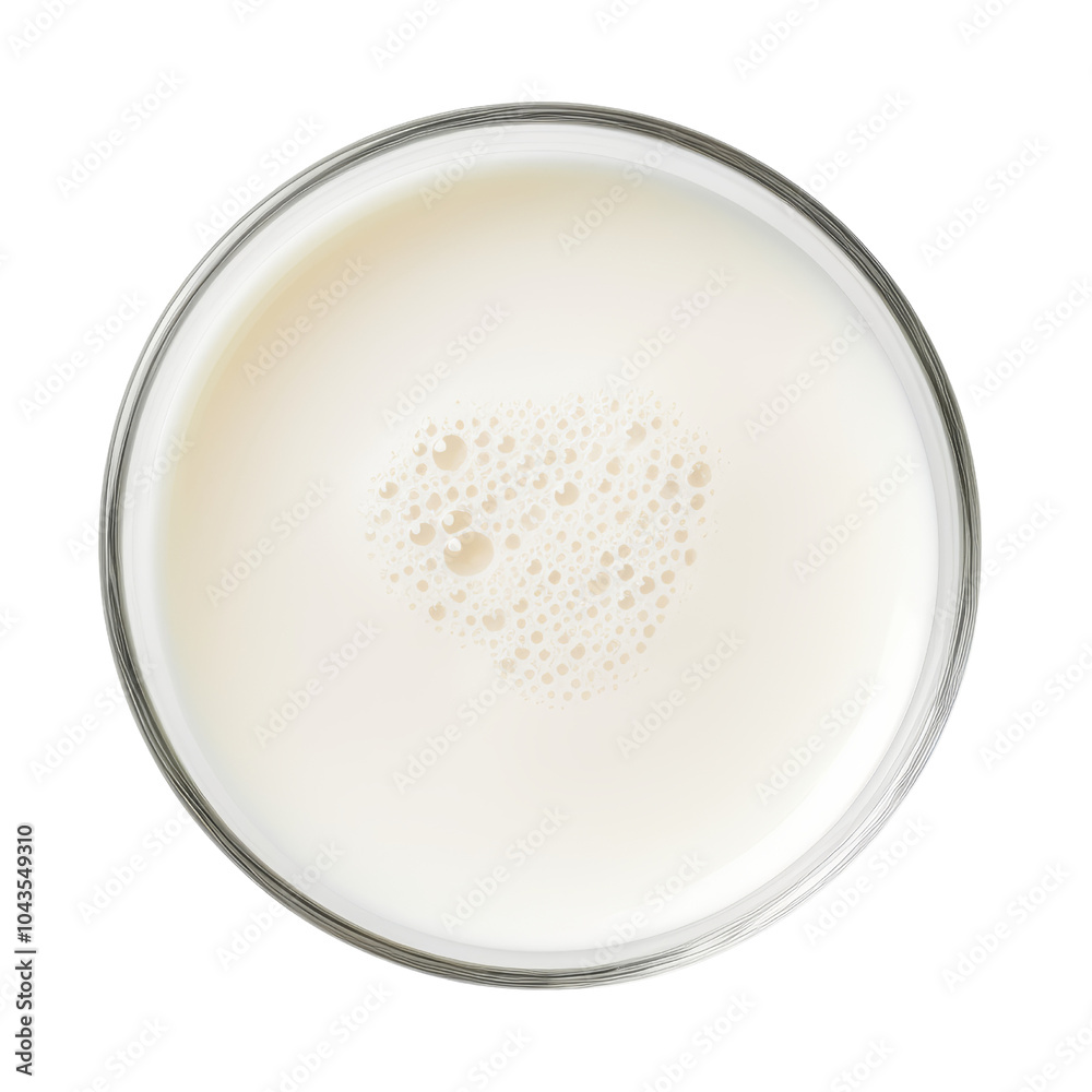 glass of milk top view isolated on transparent background cutout Stock ...