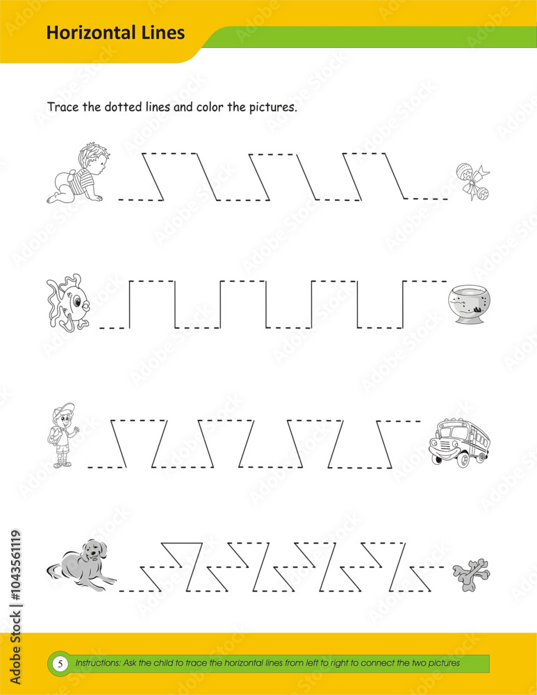 Prewriting skills, line practice sheet for kindergarten, Handwriting ...