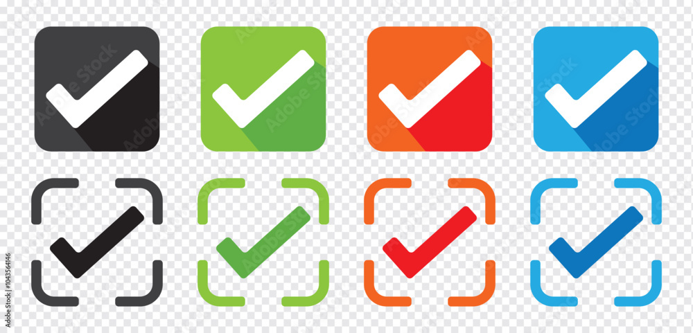check mark tick icon with correct, accept checkmark icons tick box checked - checkbox symbol ...
