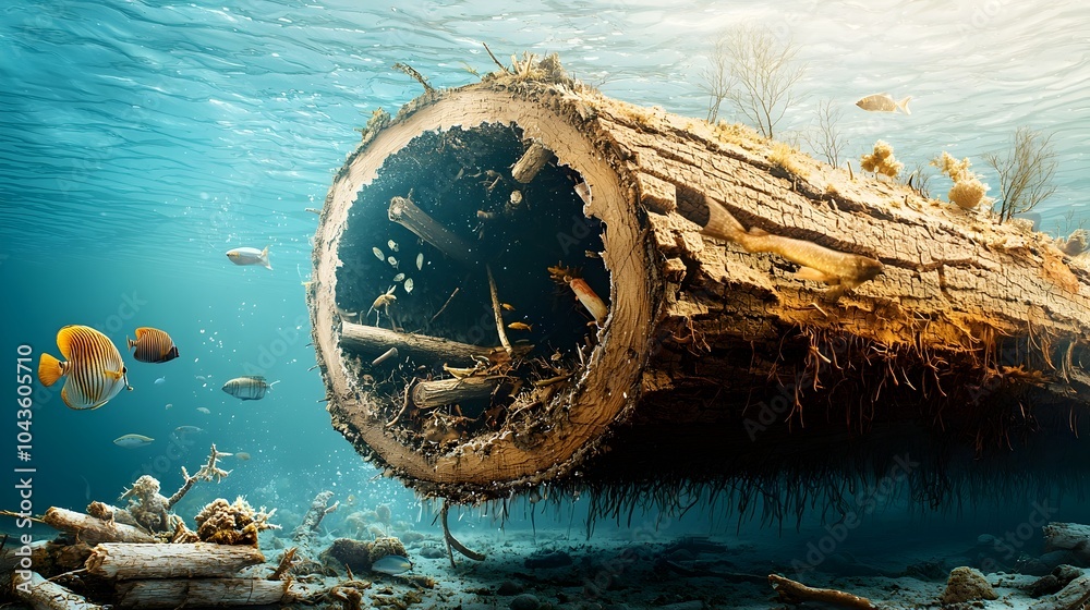 Detailed Cross Section Revealing Underwater Lake Ecosystem Layers with ...