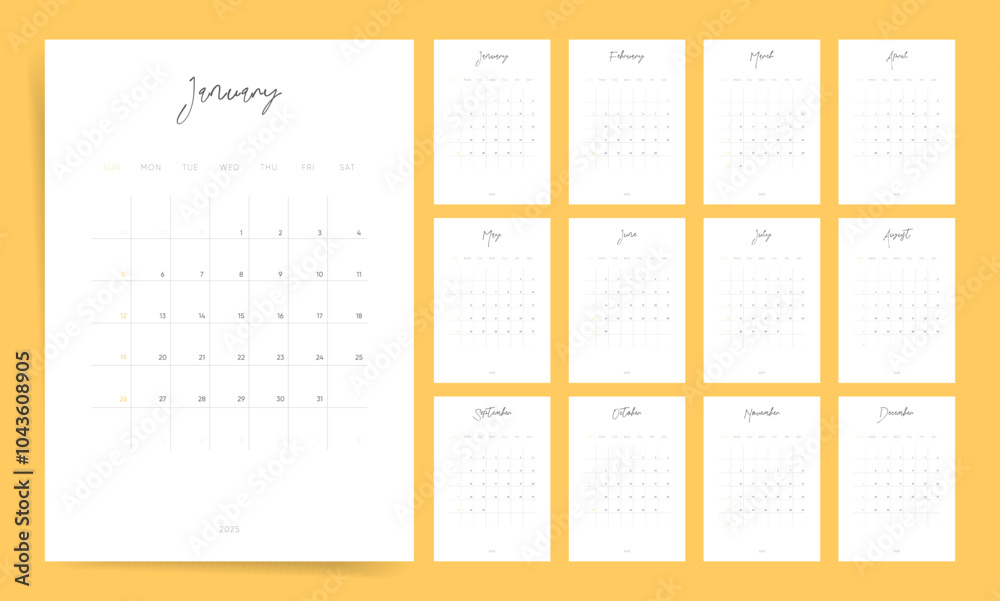 Handwritten Elegance 2025 Calendar for Wall and Desk. Minimalistic ...