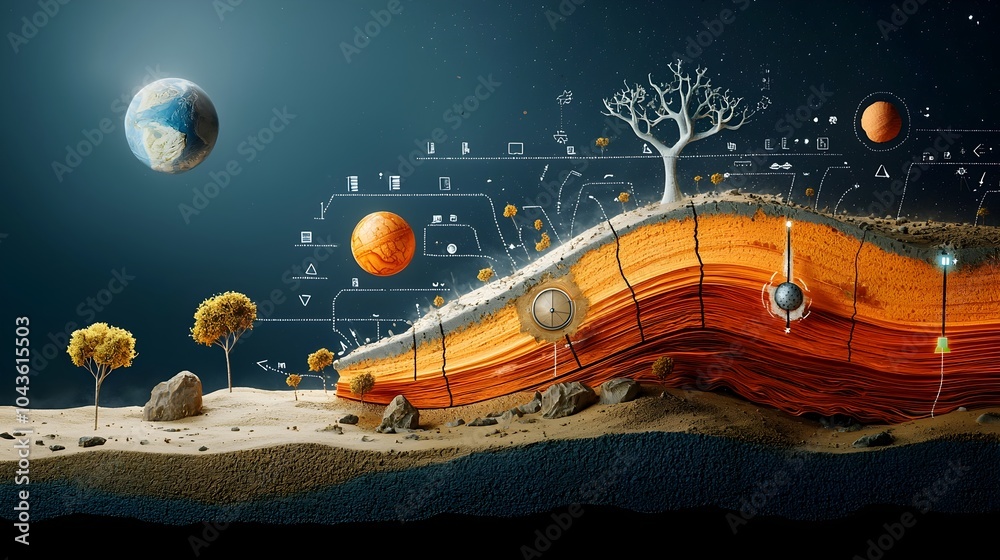Layered cross section of a calendar year showcasing the cyclical ...