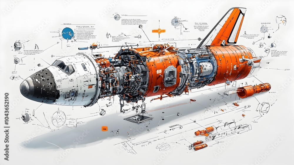 Detailed Cross section Diagram of a Cutting edge Space Shuttle ...
