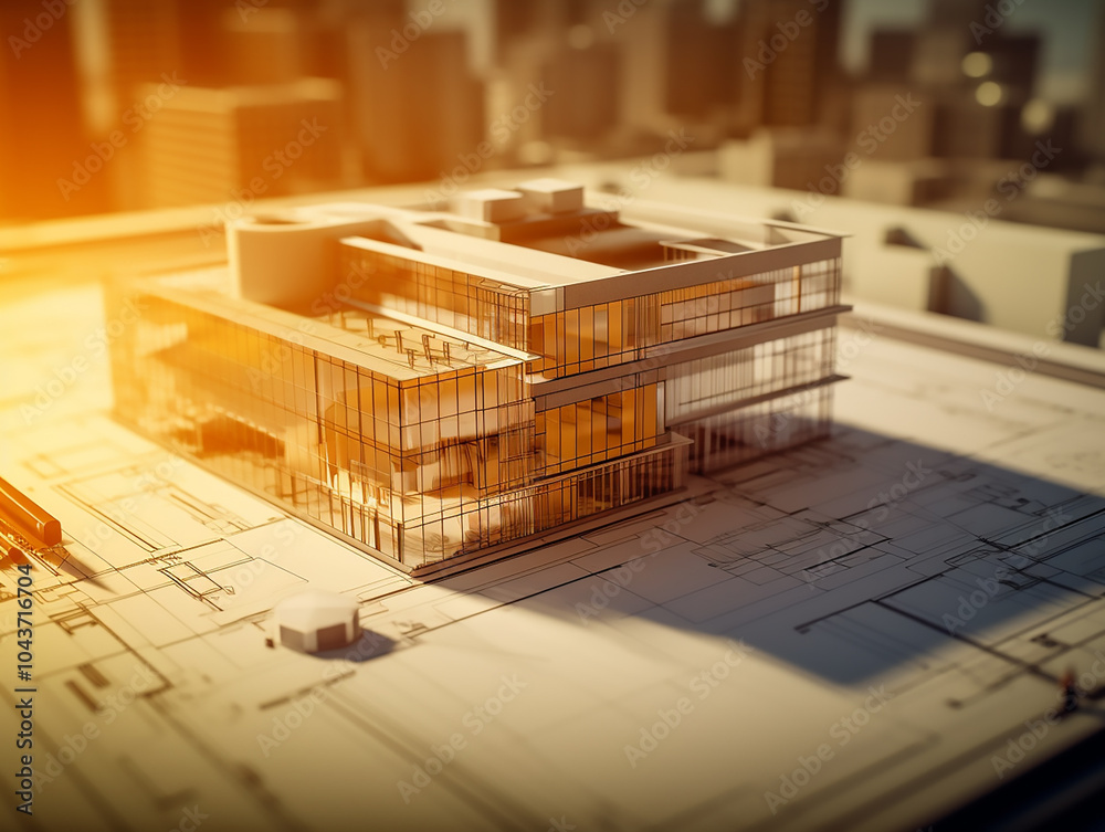 Architectural concept drawing of an urban residential complex in a ...