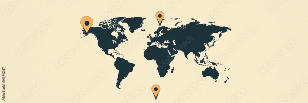 A world map outline displays key travel destinations marked with map ...