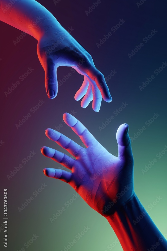 Reaching Out: A symbolic image of two hands reaching towards each other ...